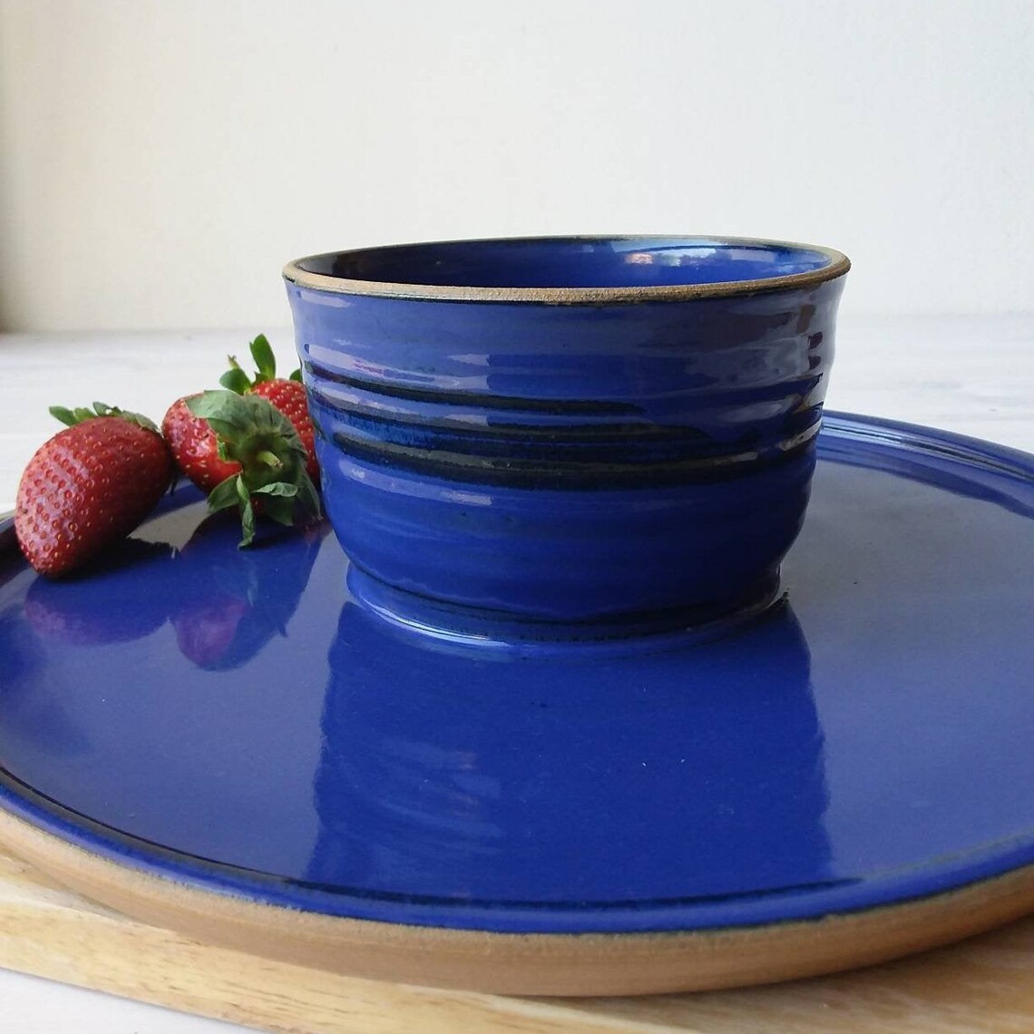 Ceramic Chip And Dip Bowl Dip And Snack Dish Brown Snack | Etsy