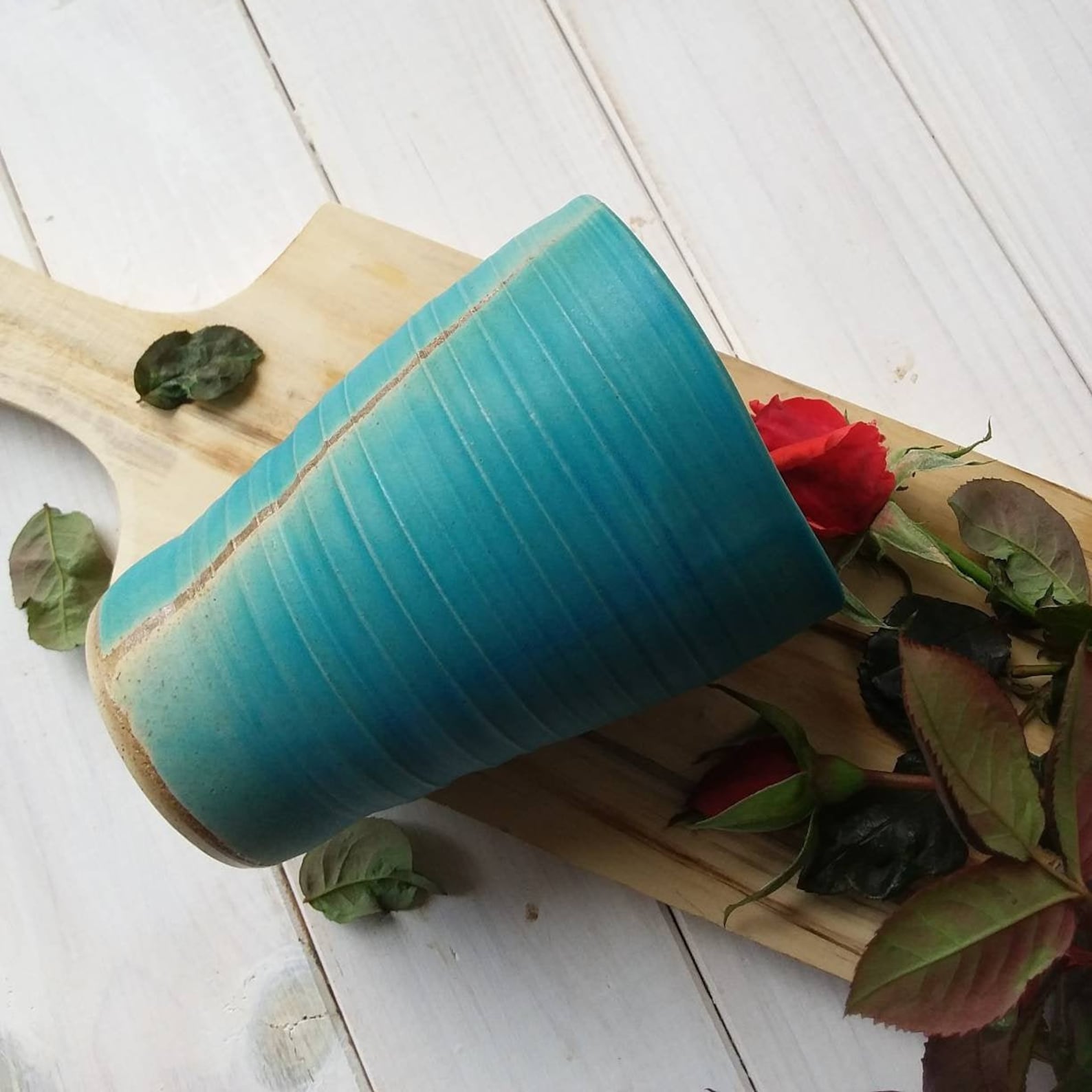 Blue Ceramic Vase, Pottery Vase, Modern Ceramic Vase, Pottery Flower ...