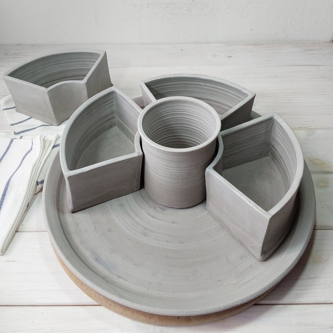 Large Relish Dish Set, Ceramic Chip and Dip Serving Set, Ceramic Snack ...