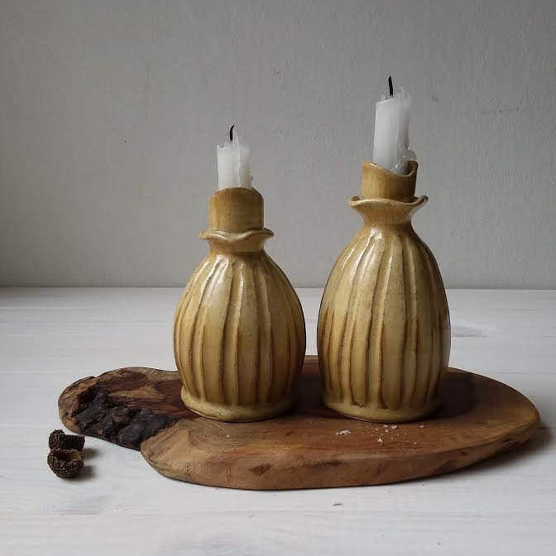 Ceramic Candlesticks Set of Two Candle Sticks 2 Pottery | Etsy