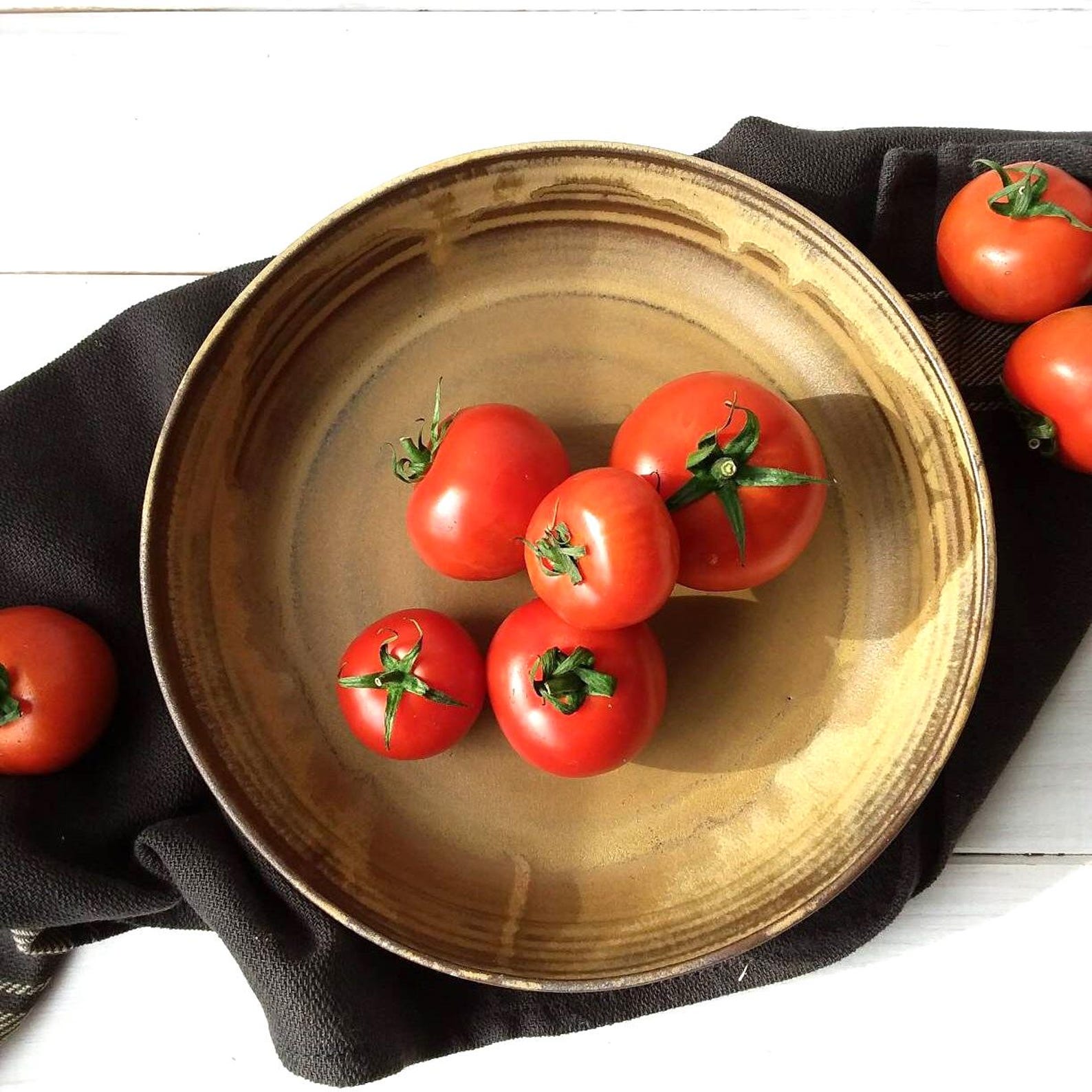 Bronze & Black Ceramic Serving Bowl, Modern Ceramic Salad Bowl - Etsy