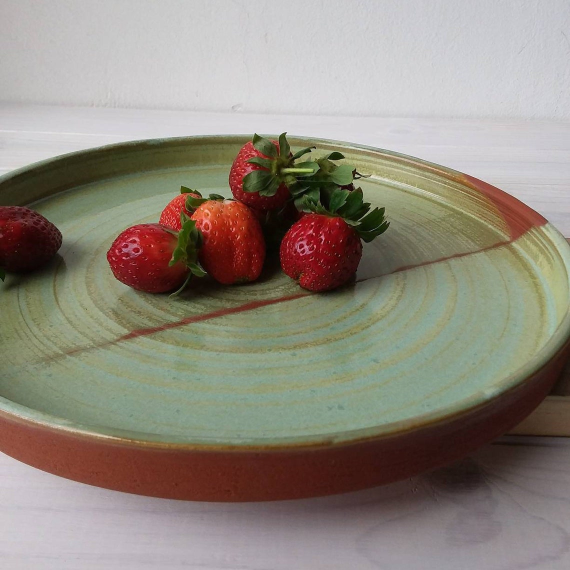 Ceramic Serving Dish Pottery Cake Dish Green Ceramic | Etsy