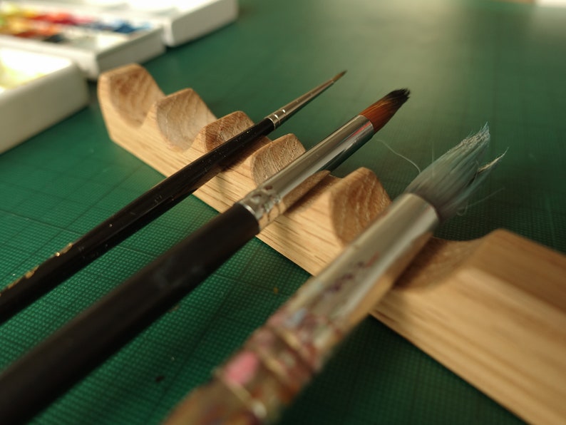 Paint Brush Rest for Artists Made From Oak - Etsy