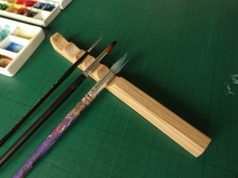 Paint Brush Rest for Artists Made From Oak - Etsy