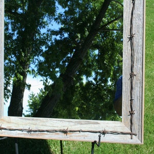 Barn Wood Mirror With Barb Wire - Etsy