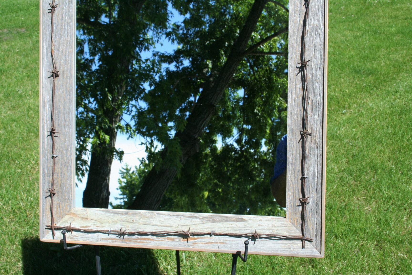 Barn Wood Mirror With Barb Wire - Etsy