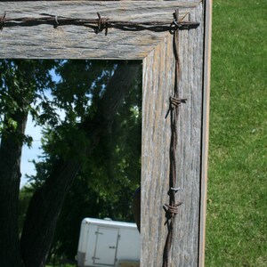 Barn Wood Mirror With Barb Wire - Etsy