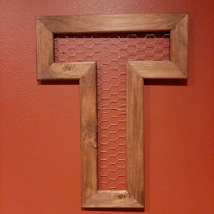 Large Chicken Wire Wood Letters, 3D Rustic, Chunky Wood Initials ...