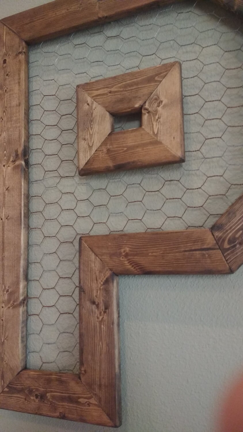 Large Chicken Wire Wood Letters 3D Rustic Chunky Wood | Etsy