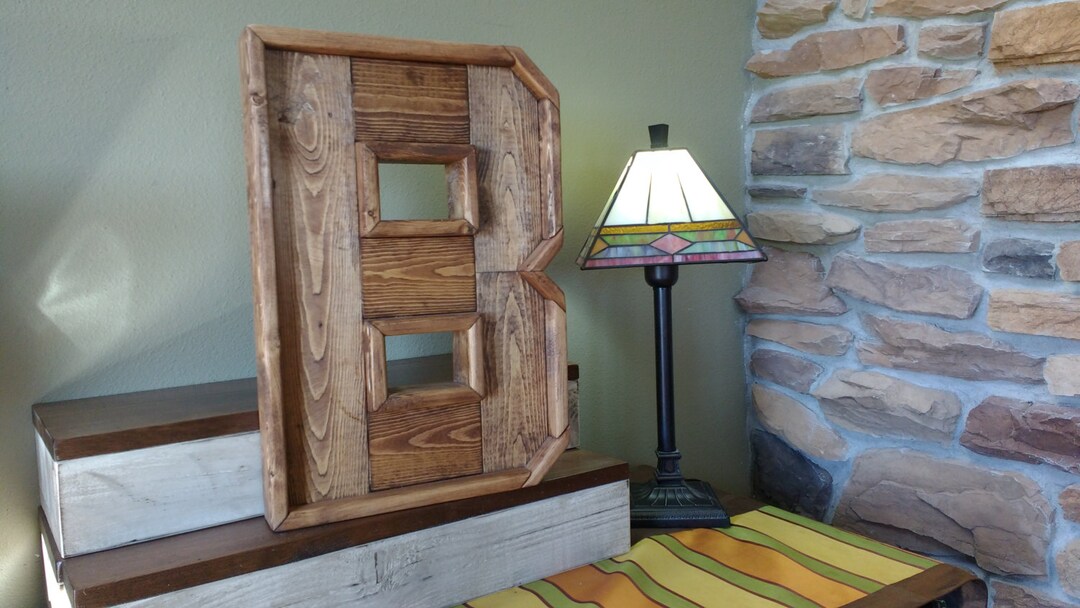 Large Wood Letters, 3D Rustic, Chunky Thick Wood Initials, Stained or ...