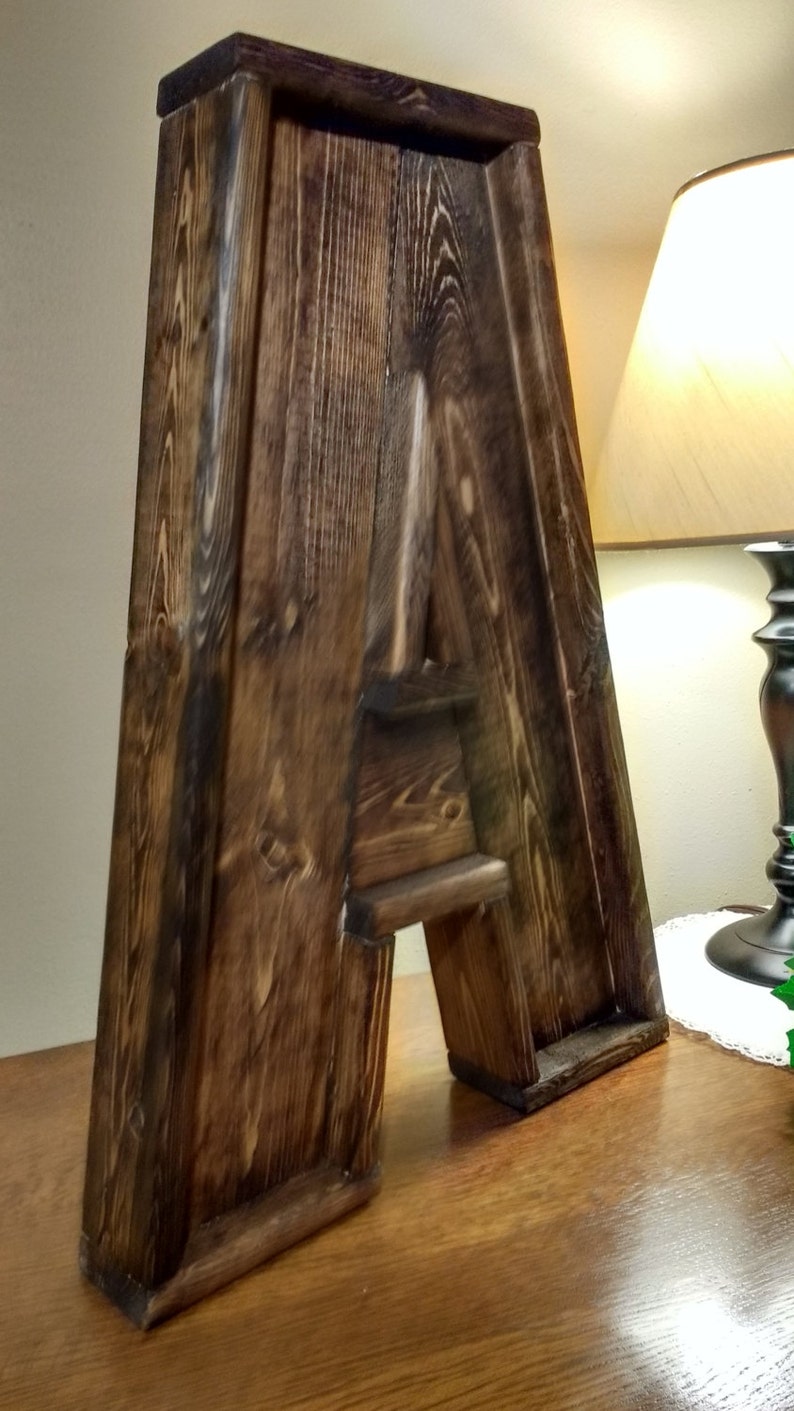 Large Wood Letters, 3D Rustic, Chunky Thick Wood Initials, Stained or ...
