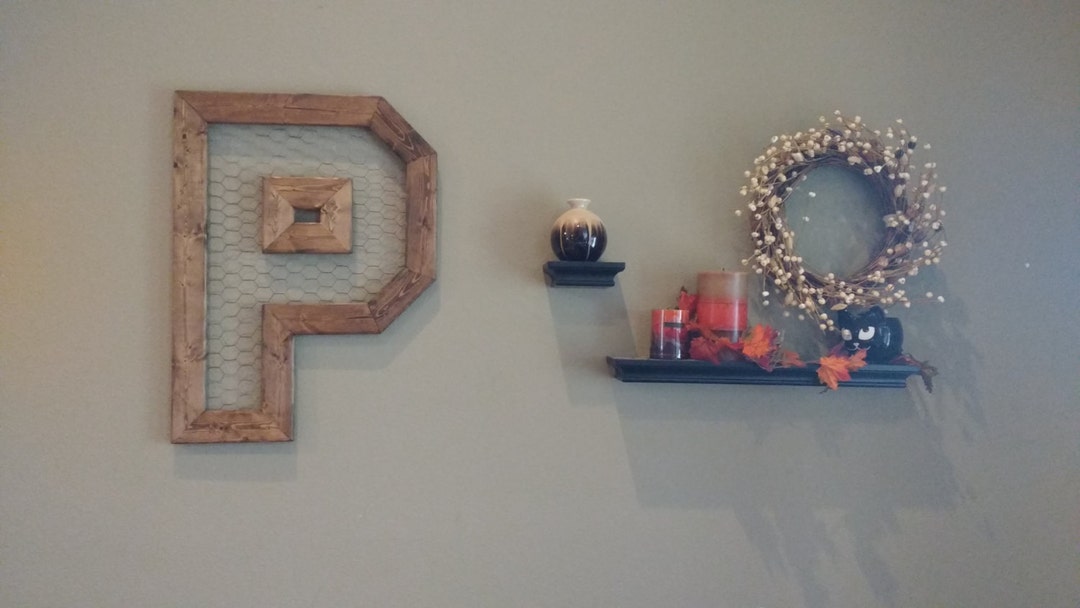 Large Chicken Wire Wood Letters, 3D Rustic, Chunky Wood Initials ...