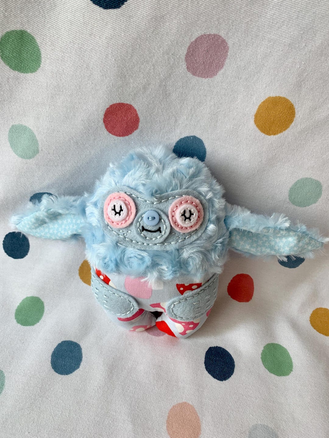 Mini Baby Blue Goblin With Mushrooms - Etsy