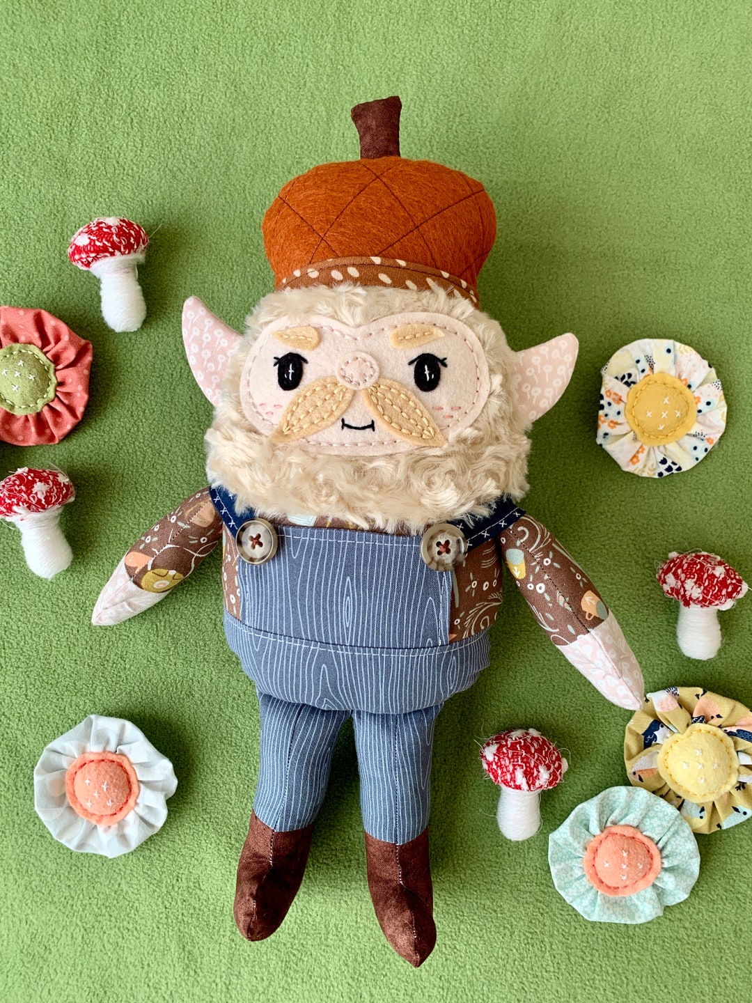 Basil the Gnome Doll With Overalls and an Acorn Hat - Etsy