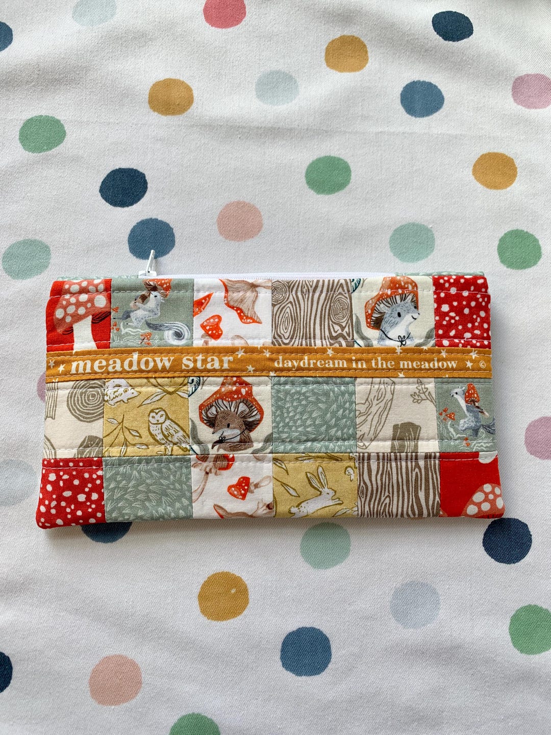 Meadow Star Zipper Pouch With Squirrels and Mushrooms - Etsy