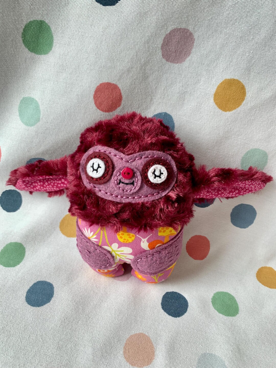 Mini Burgundy Goblin With Flowers and Snails - Etsy