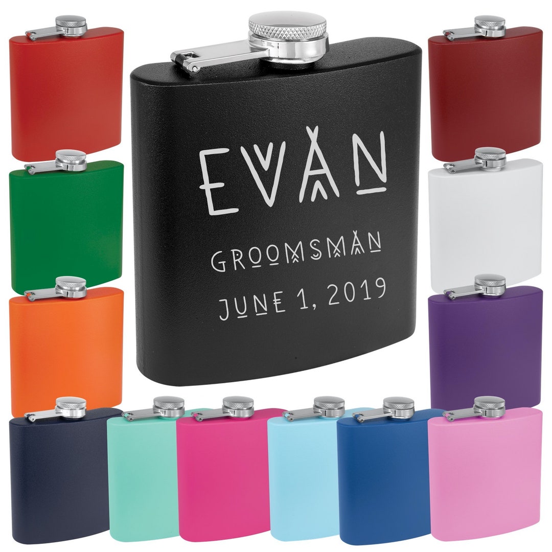 Personalized Name 6oz Powder Coated Flask Custom Engraved by Griffco ...