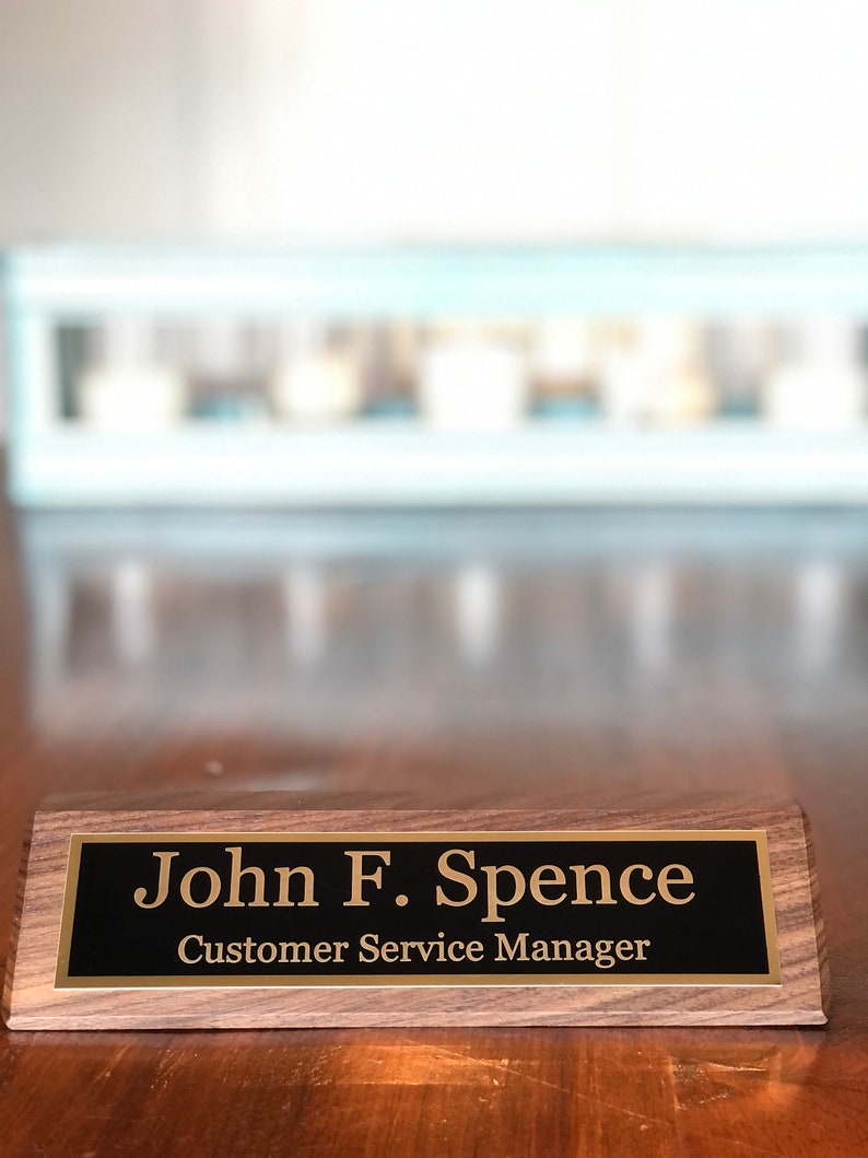 Desk Name Plate - Custom Walnut Name Plate for Desk - Personalized Desk ...