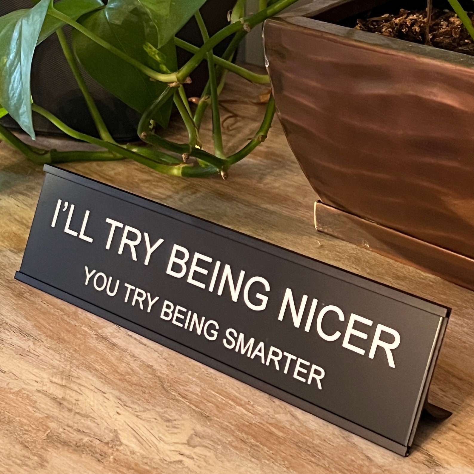I'll Try Being Nicer, You Try Being Smarter Funny Office Decor Sign ...