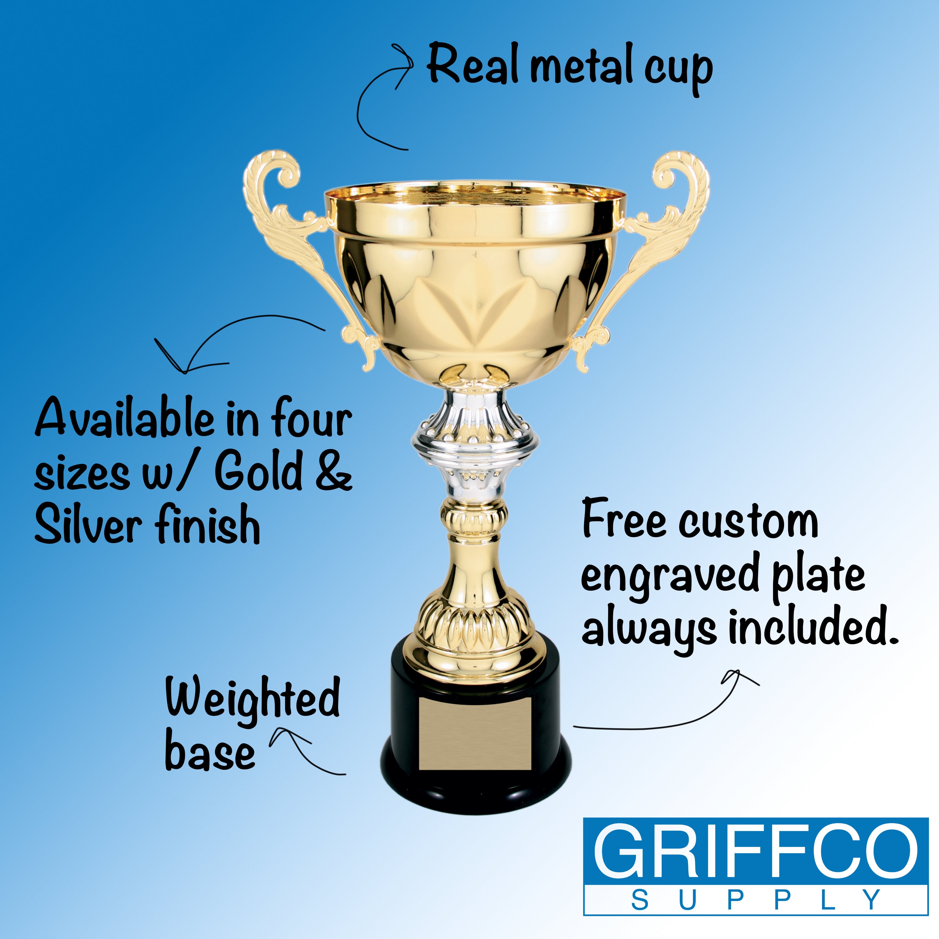Small Custom Trophy Real Metal Gold Trophy Cup - 3 Style Choices ...