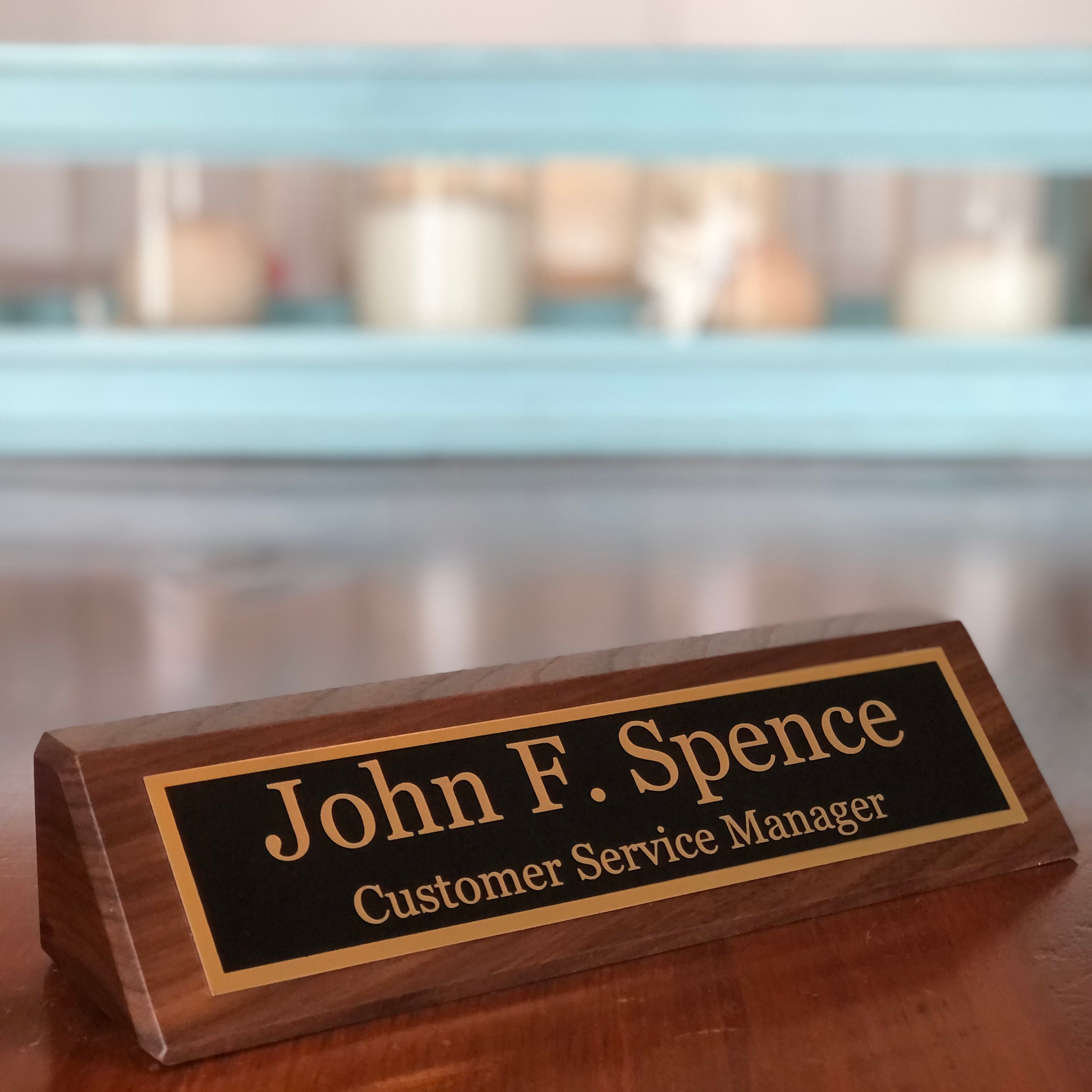 Desk Name Plate - Custom Walnut Name Plate for Desk - Personalized Desk ...
