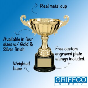 Real Metal Cup Trophy in Gold or Silver Trophy Award, Engraved ...