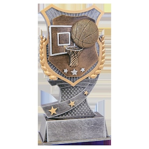 Custom Engraved Shield Basketball Trophy for Kids - League Basketball ...