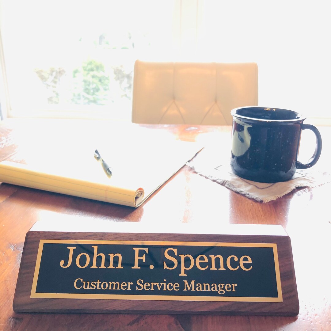 Desk Name Plate - Custom Walnut Name Plate for Desk - Personalized Desk ...