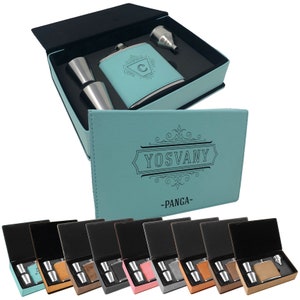 Personalized Design Leatherette Flask Set - Free Engraving on Leather ...