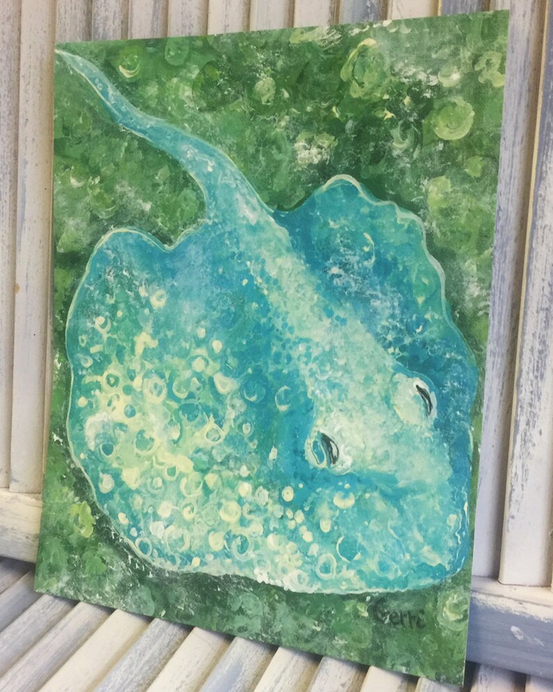 Beach Artwork With Stingray Beach House Art Tropical Art - Etsy