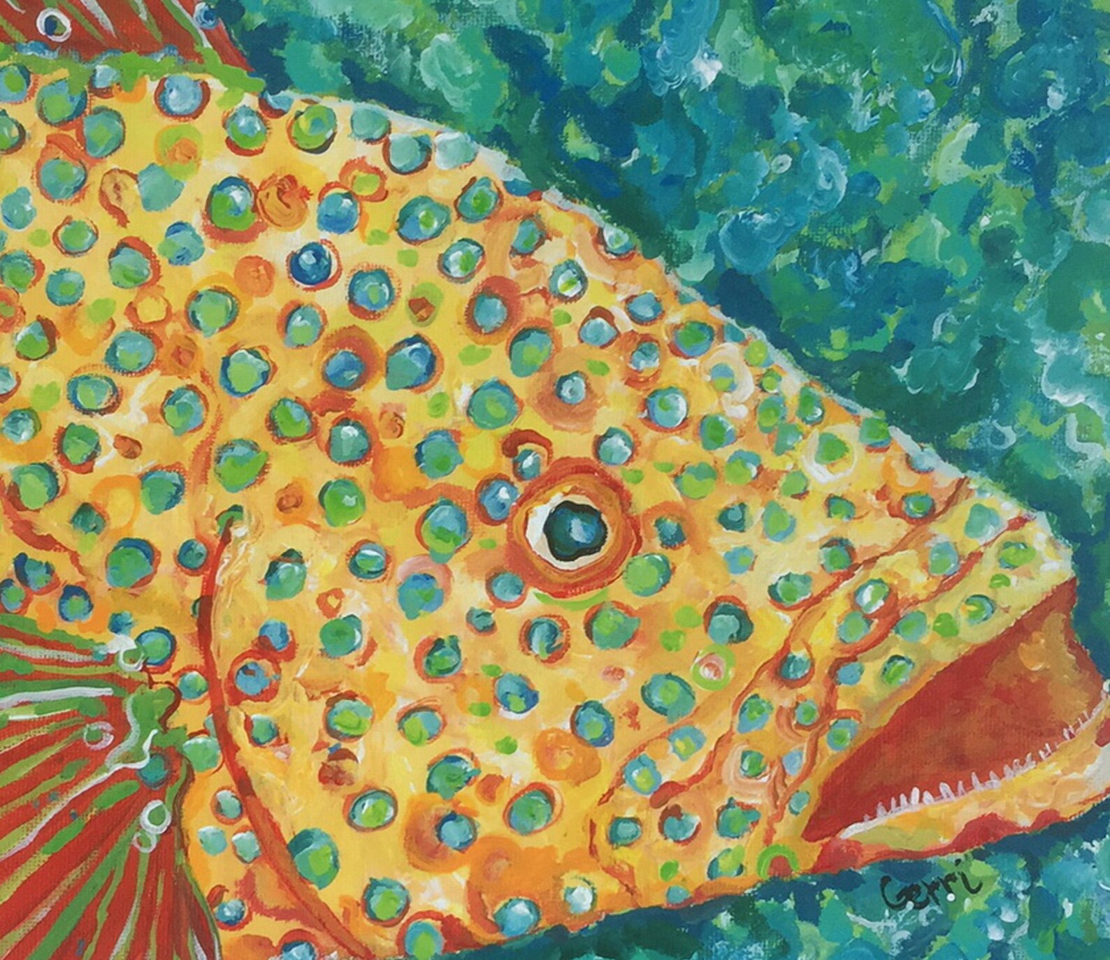 Beach Print With Colorful Grouper Fish 11 X 14 | Etsy