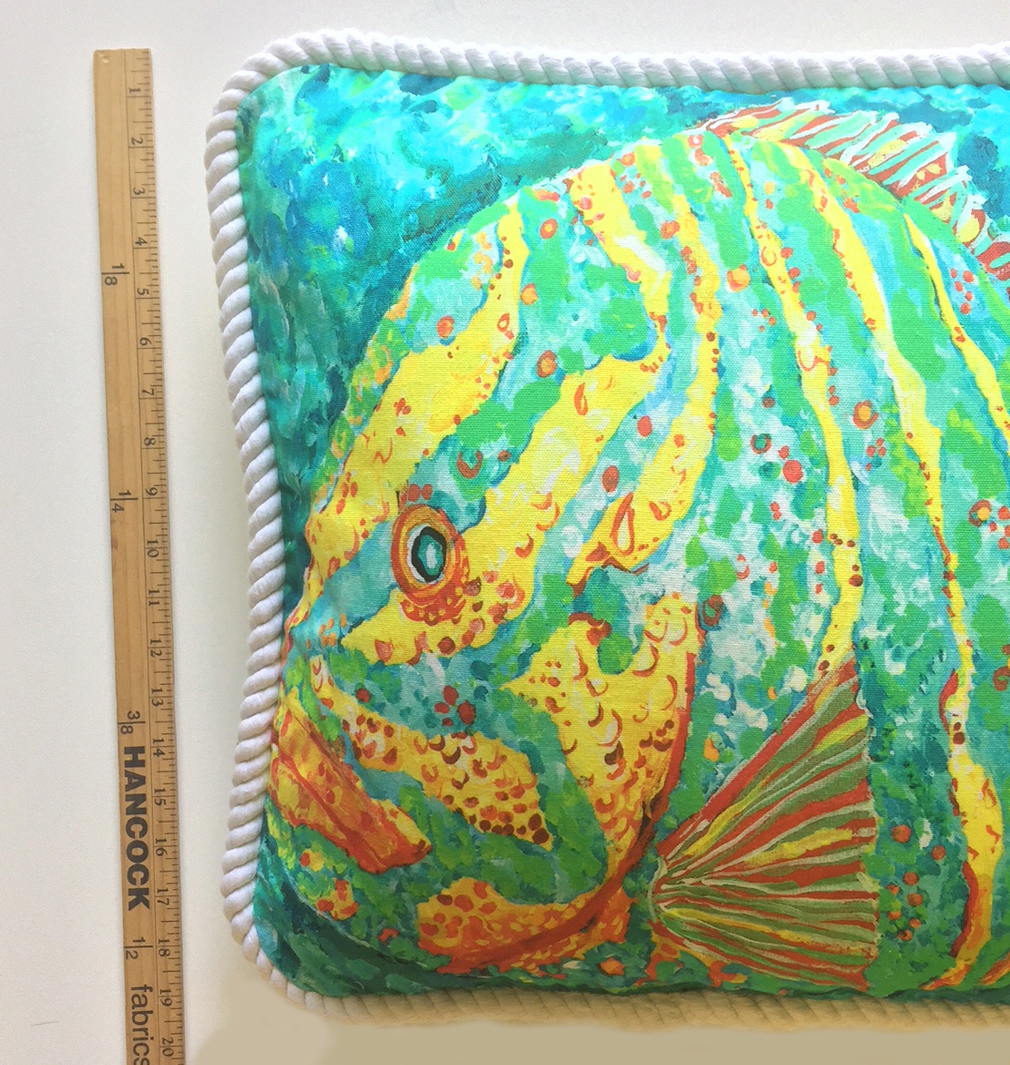 Coastal Pillow With Tropical Fish for Beach House Decor, Fish Pillow ...