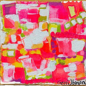 Small Colorful Abstract is Original Art, Pink Art, Bright Colored Art ...