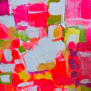 Small Colorful Abstract is Original Art, Pink Art, Bright Colored Art ...