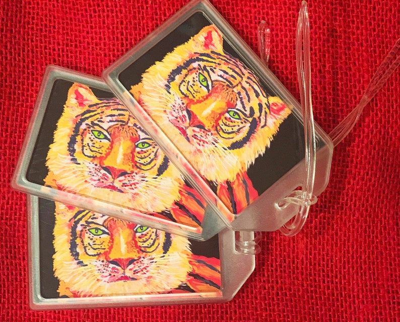 Tiger Luggage tags set of 3 cute luggage tags for LSU | Etsy