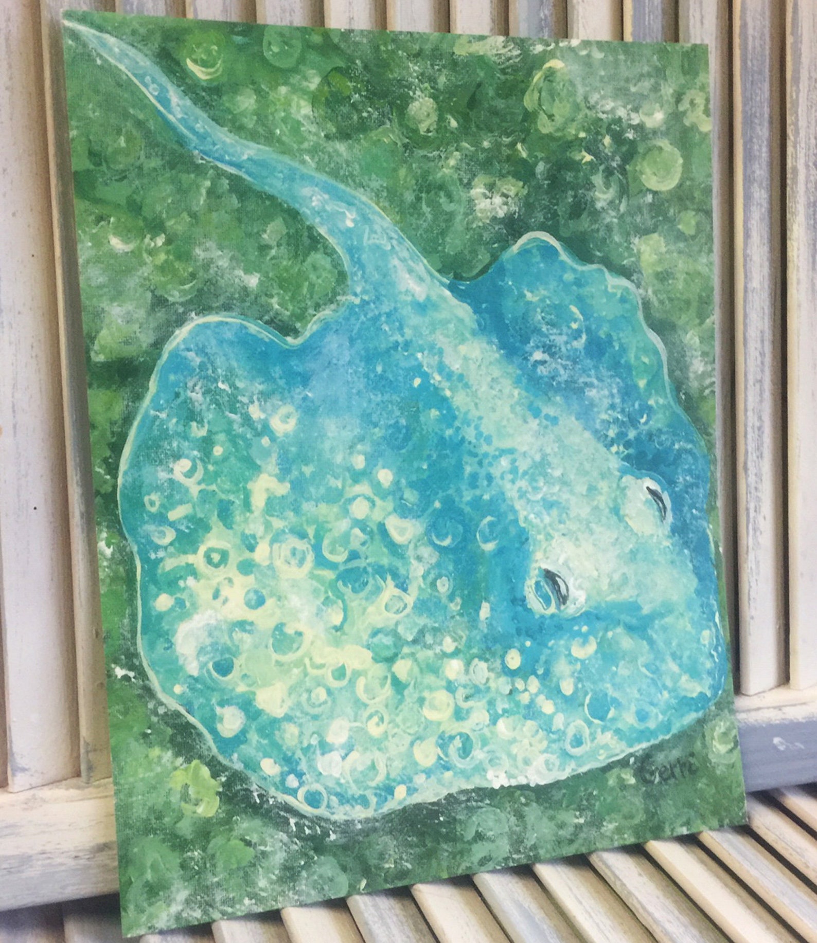 Beach Artwork With Stingray; Beach House Art; Tropical Art Print; 11 X ...