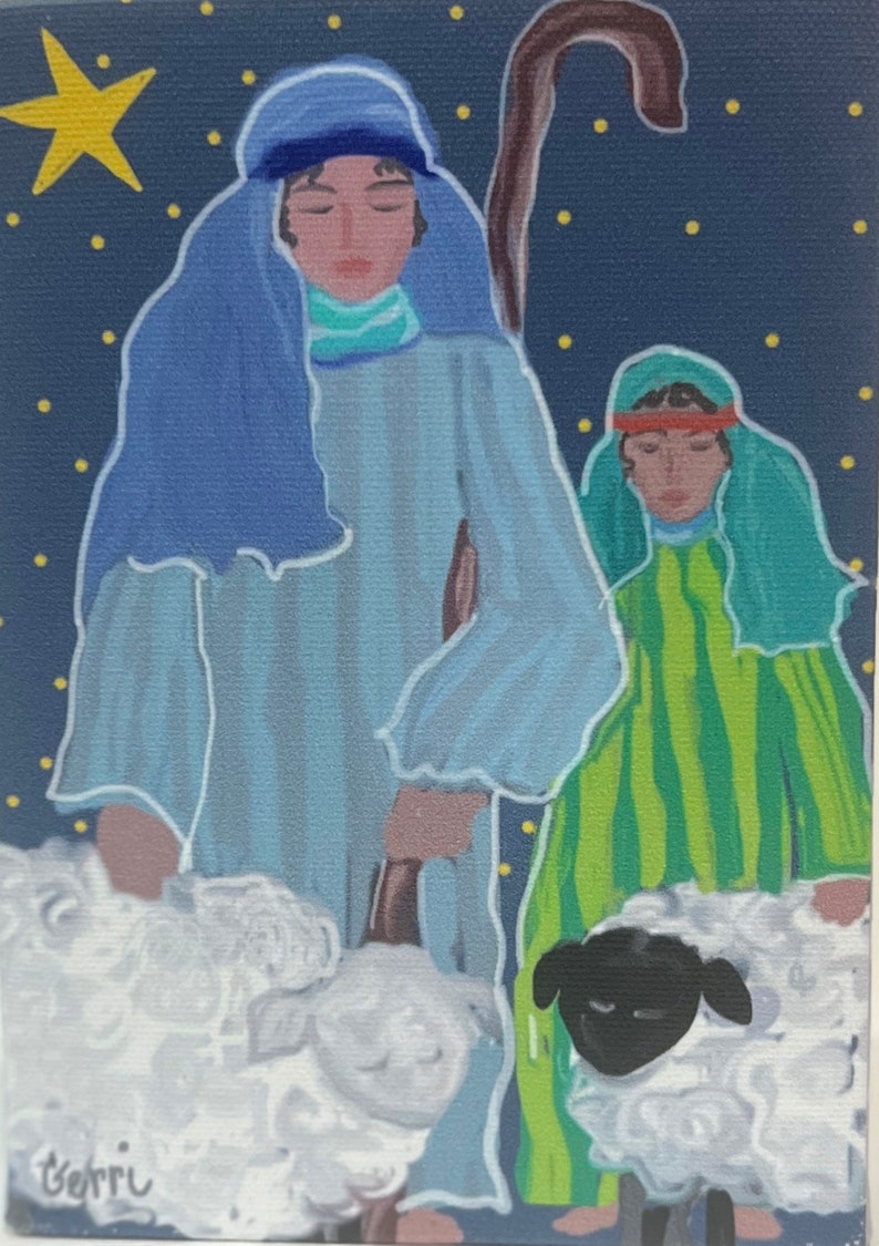 Shepherds Artwork, Manger Art, Nativity Scene With Shepherd Boys ...