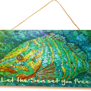 Fish Wood Sign, Tropical Fish Coastal Decor; 8 X 14" - Etsy