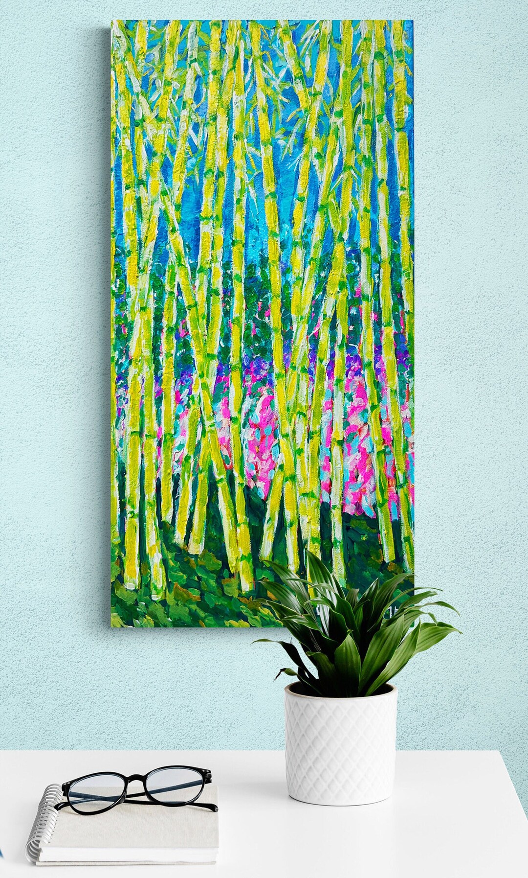 Bamboo Artwork, Tropical Art, Bamboo Painting, Beach House Decor ...
