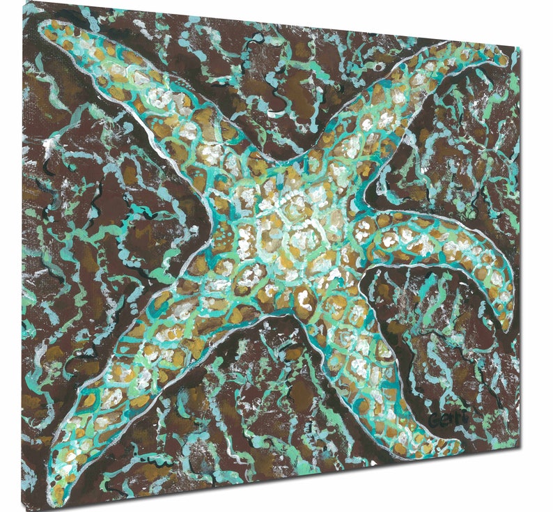 Starfish Art on Canvas Large Coastal Artwork 30 X 30 | Etsy