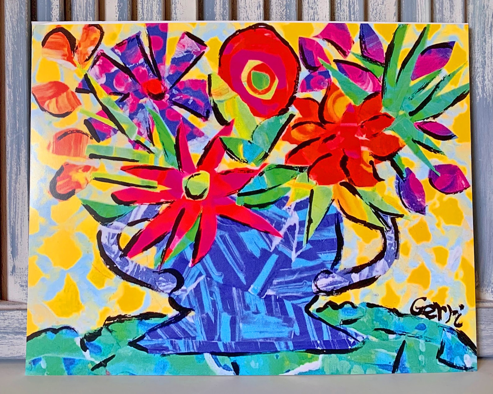 Flower picture Vase of Flowers Print in Bright Colors 11 x | Etsy