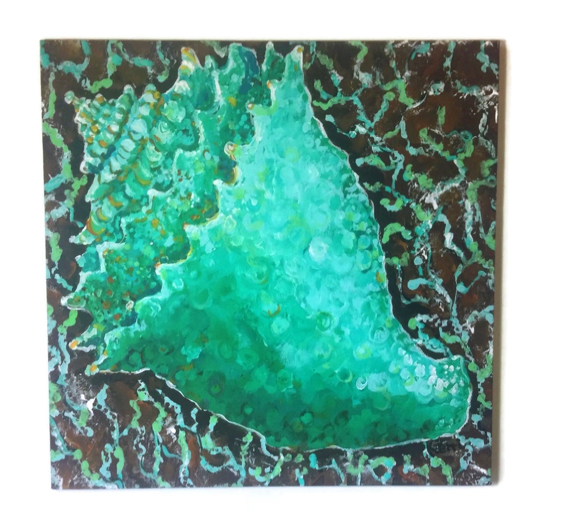 Coastal Wall Art Featuring Conch Shell Print on Canvas Great | Etsy