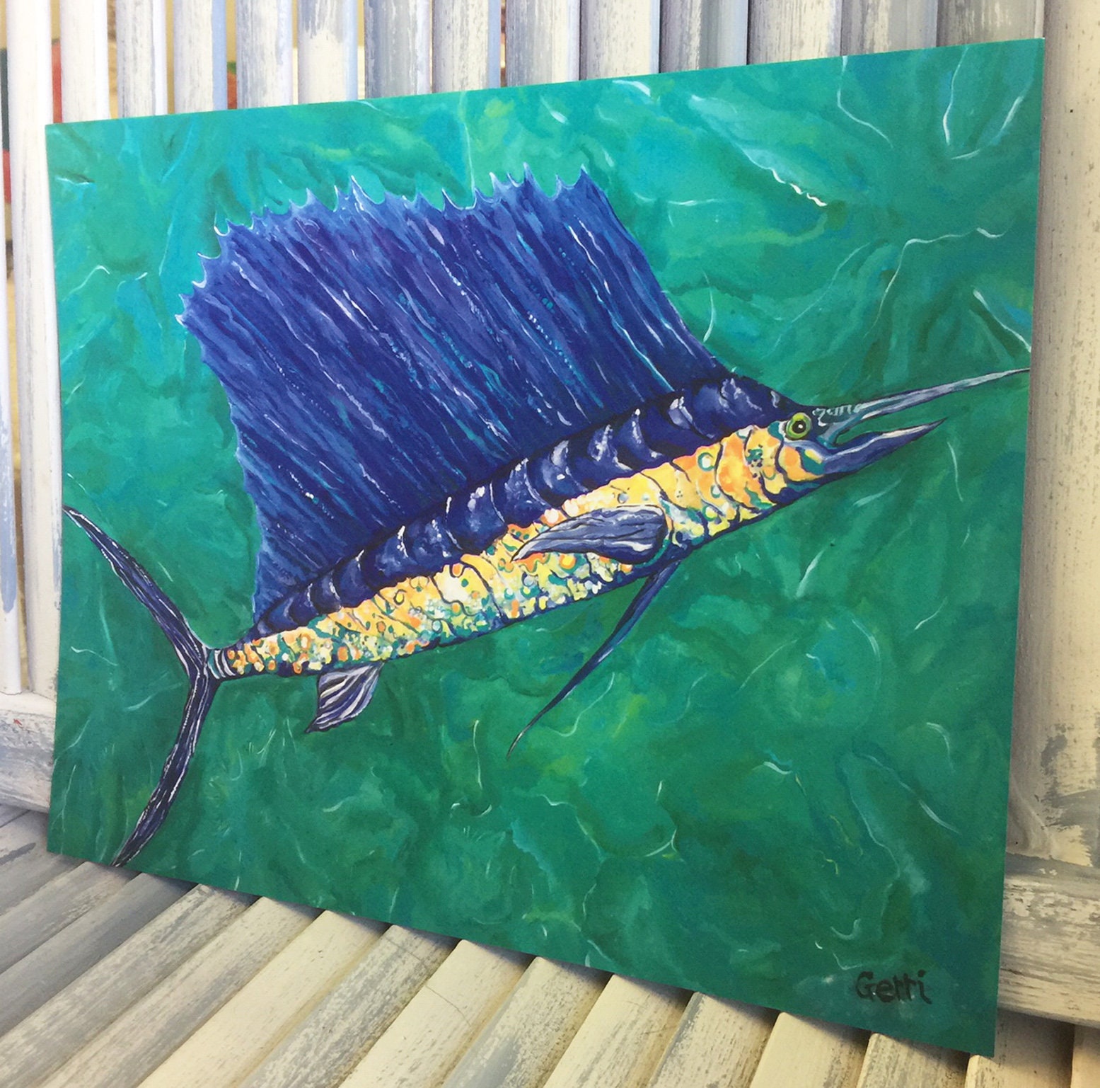 Sailfish Art Print Colorful Beach House Art 11 X 14 | Etsy