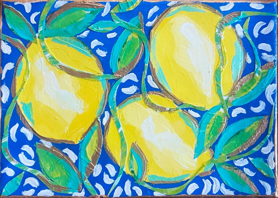 Unique Lemon Art on Canvas,original Lemon Art, Kitchen Art, Lemon Lover ...