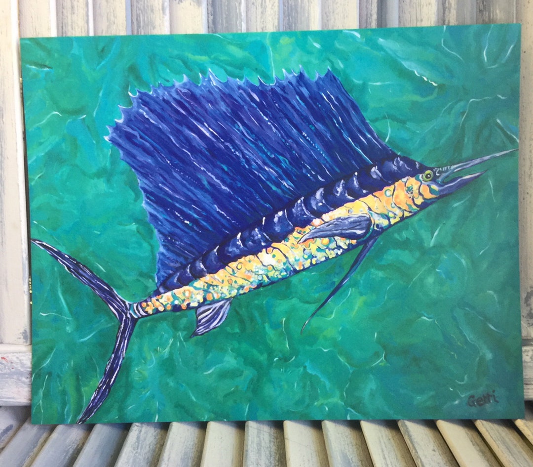 Sailfish Art Print, Colorful Beach House Art! 11 X 14" - Etsy