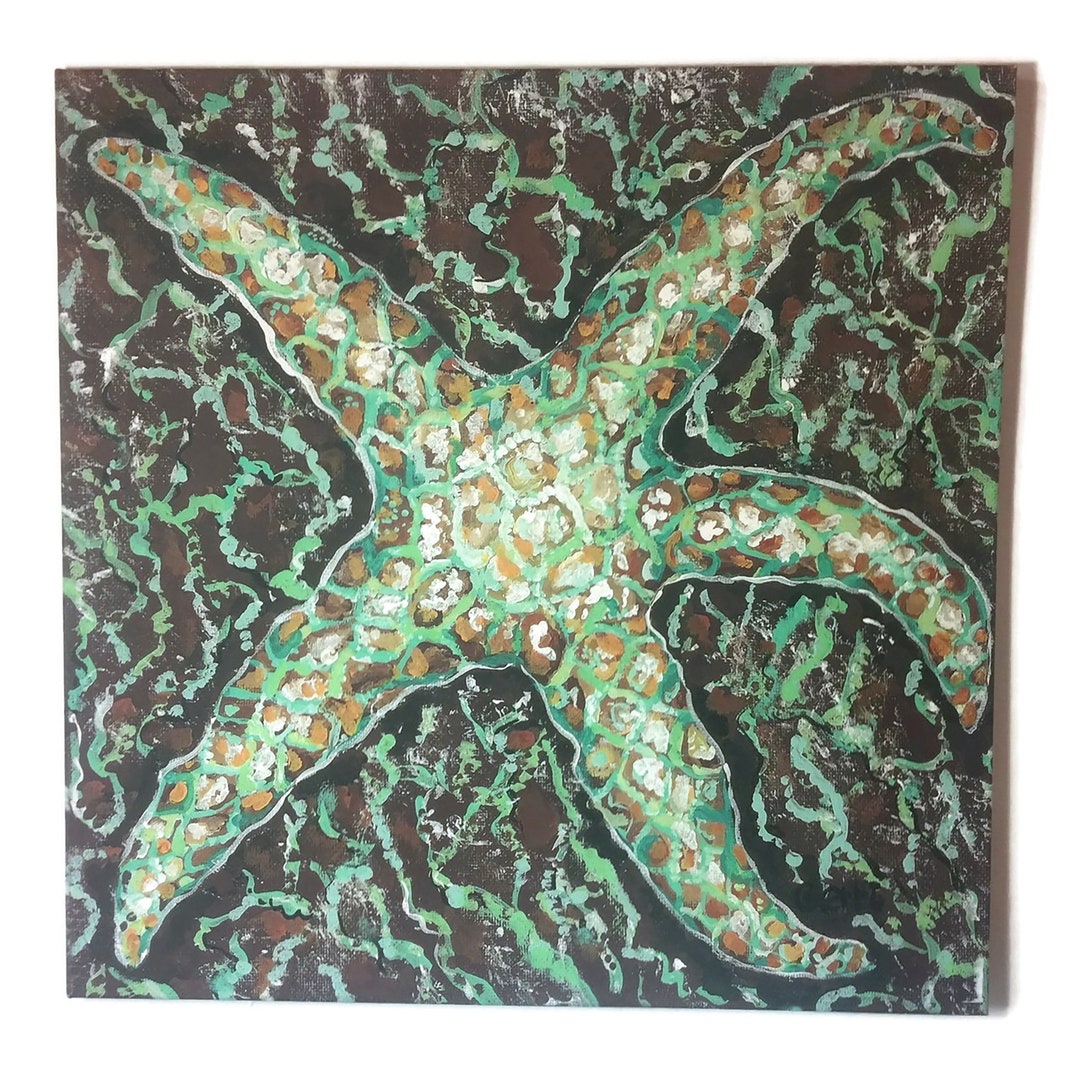 Starfish Art on Canvas, Large Coastal Artwork, 30 X 30 - Etsy