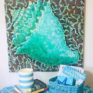 Coastal Wall Art Featuring Conch Shell Print on Canvas, Great Beach ...