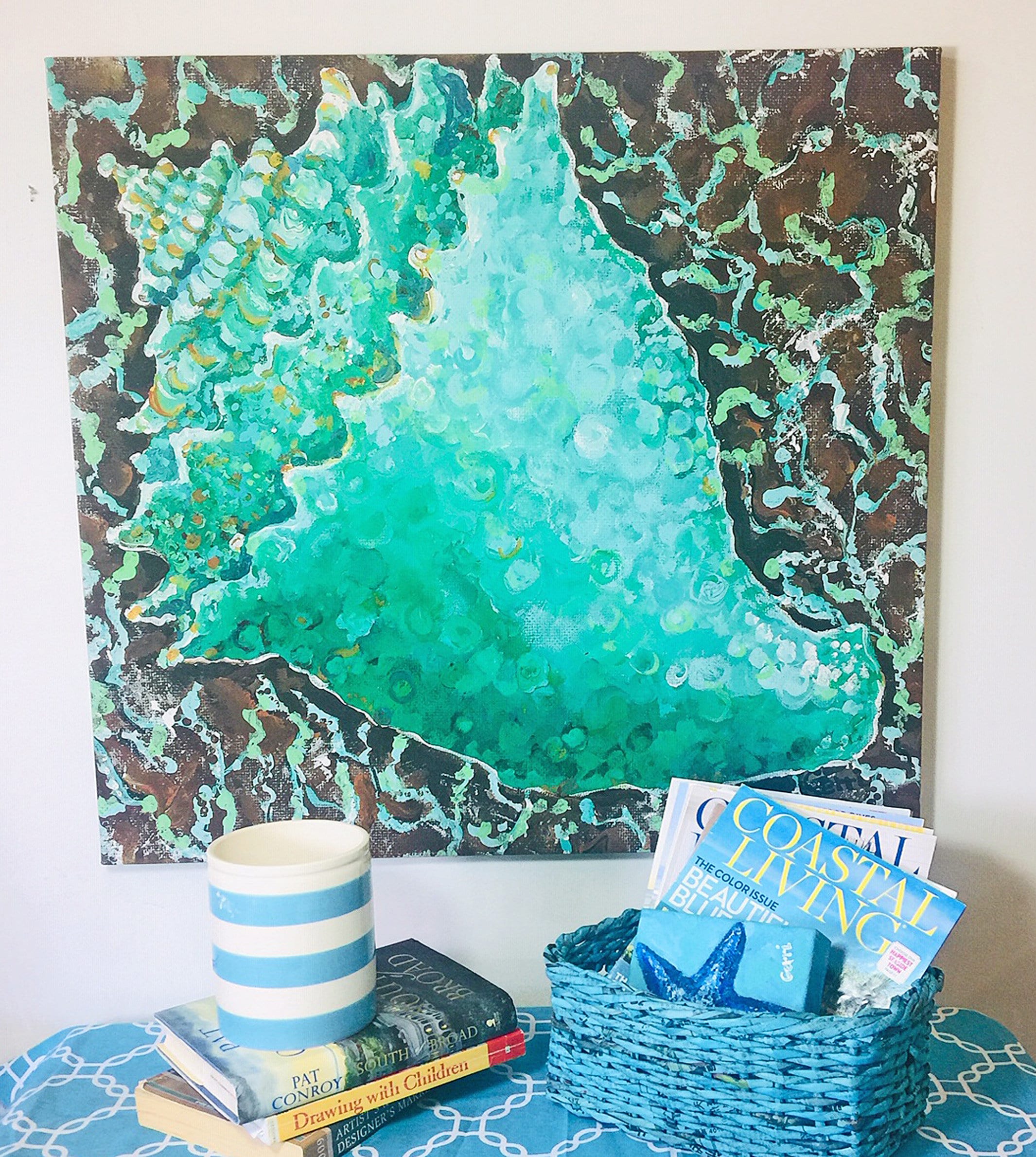 Coastal Wall Art Featuring Conch Shell Print on Canvas Great - Etsy