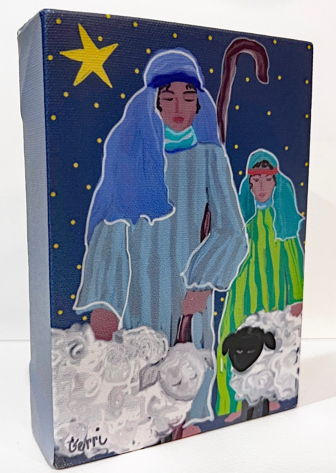 Shepherds Artwork, Manger Art, Nativity Scene With Shepherd Boys ...