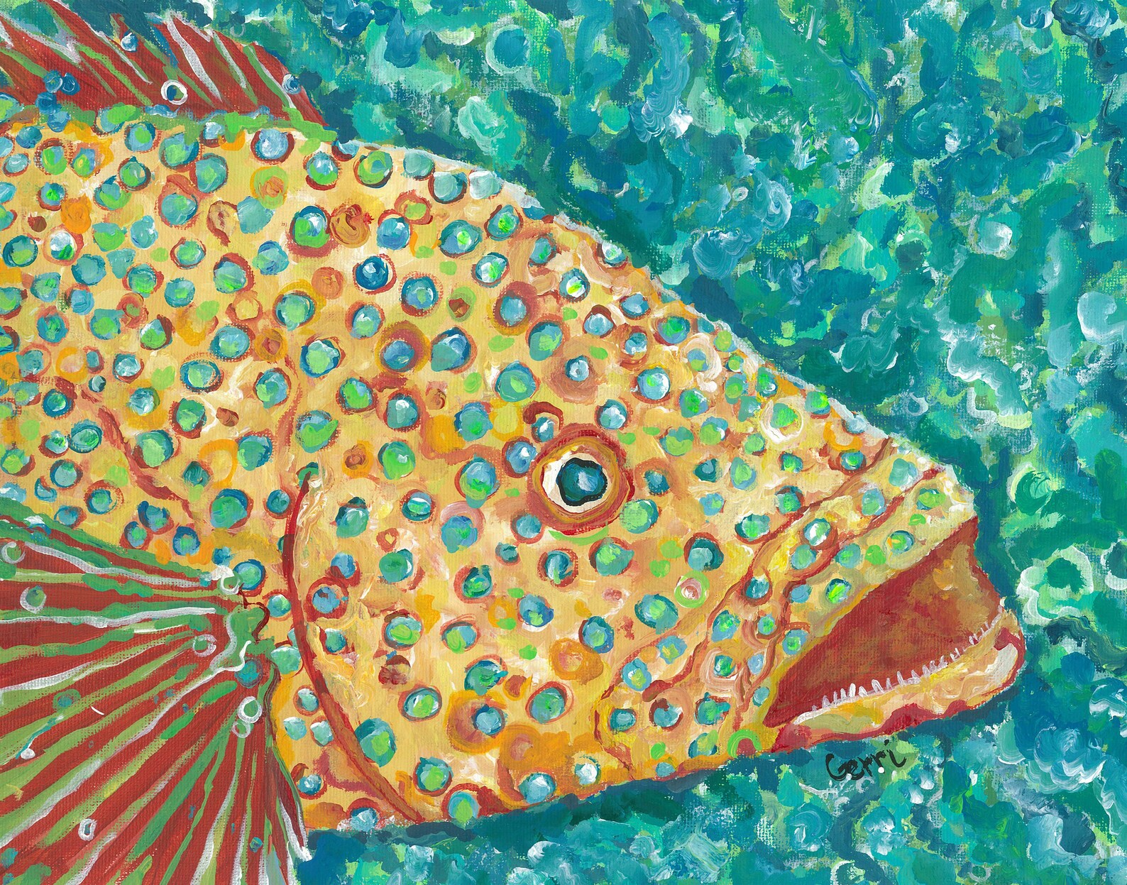 Beach Print With Colorful Grouper Fish 11 X 14 - Etsy